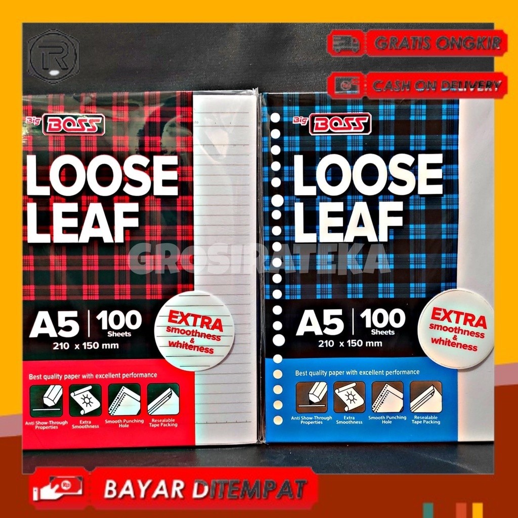 Jual KERTAS REFILL, ISI BINDER, LOOSE LEAF, BBO LL 100 A5 BIG BOSS GARIS/POLOS | Shopee Indonesia
