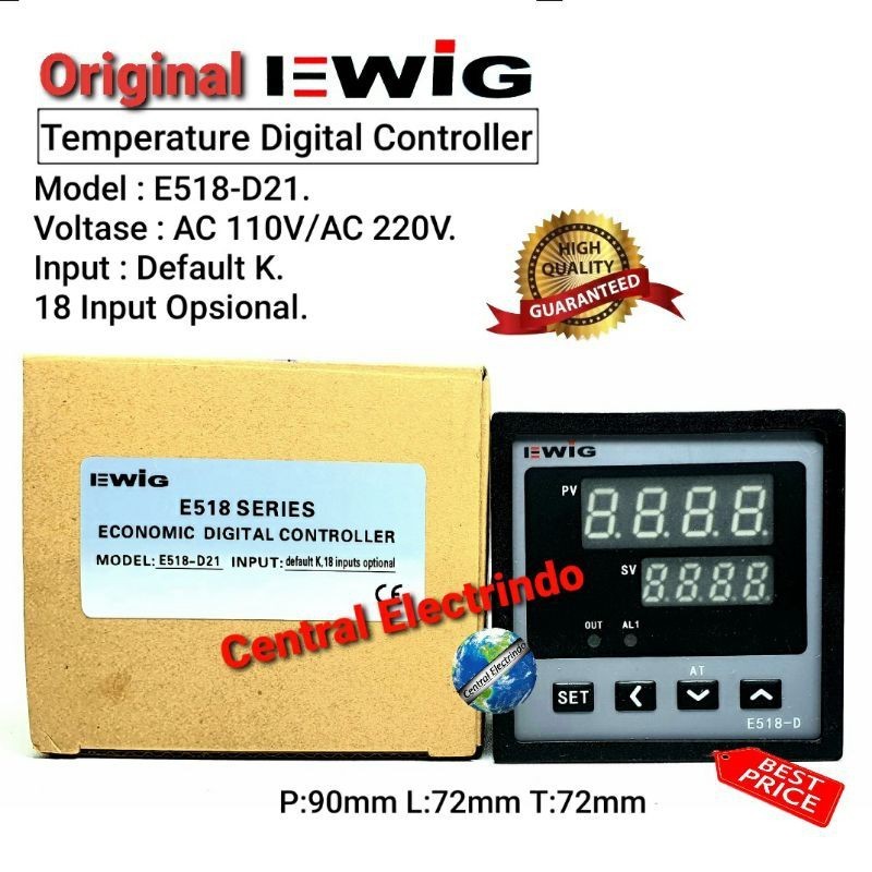Jual Temperature Controller/Thermo Control Digital E518-D21 72x72mm EWIG. | Shopee Indonesia