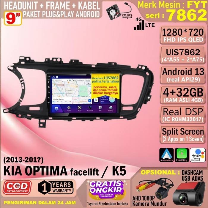 Jual Paket Headunit Android 9 inch + Frame + PNP Canbus KIA Optima 2013 ...