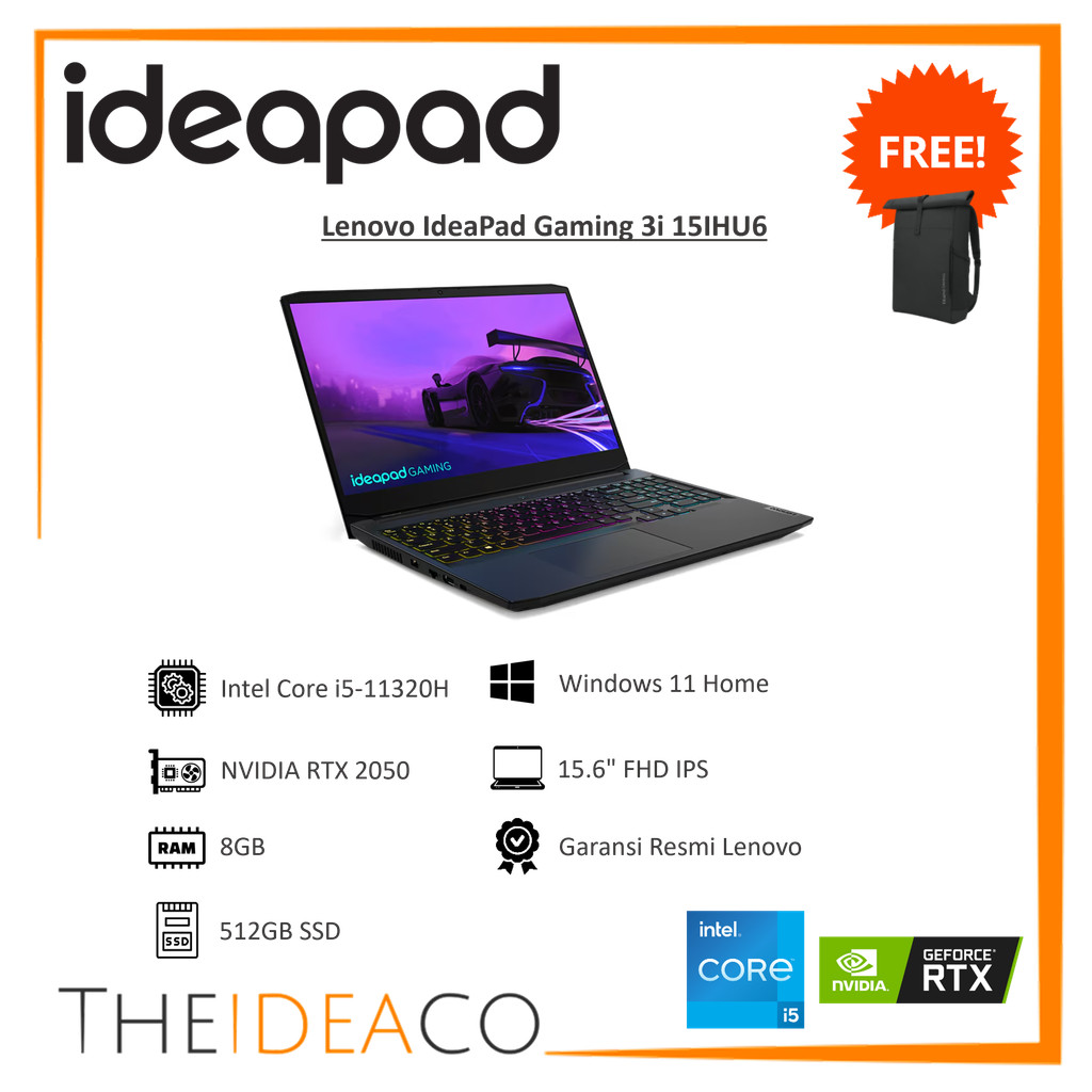 Jual Lenovo IdeaPad Gaming 3i i5-11320H RTX 2050 4GB 8GB 512GB SSD 15.6 ...