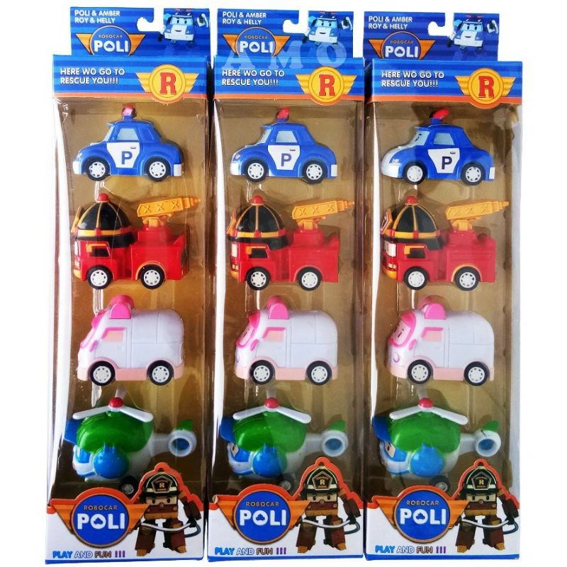 Jual MAINAN ANAK MOBIL MINI ROBOCAR POLICAR poli car 1 SET 4 PCS ...