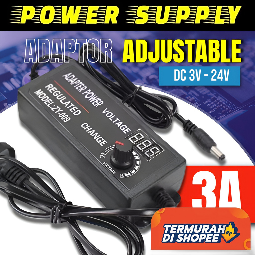 Jual Power Supply DC 3V 9V 12V 19V 24V 3A Adjustable Converter AC ke DC Voltase Bisa Diatur ...
