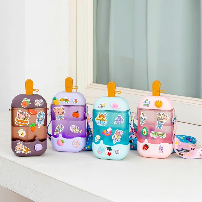 Jual Botol Minum Anak Bentuk Ice Cream Korean 400 ml Tali Sedotan WL-27 ...