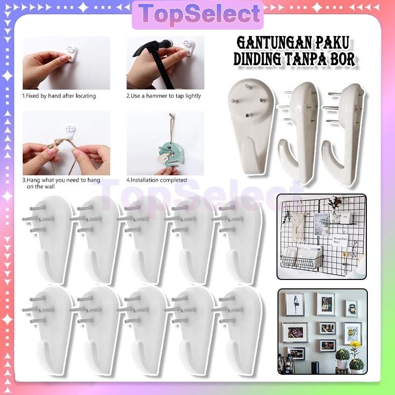 Jual Gantungan Paku Dinding Tanpa Bor /Untuk Paku Gantungan Dinding ...