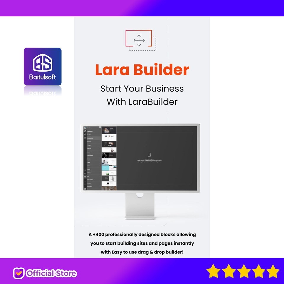 Jual SOURCE CODE APLIKASI LARABUILDER - LARAVEL DRAG&DROP SAAS HTML SITE BUILDER | Shopee Indonesia