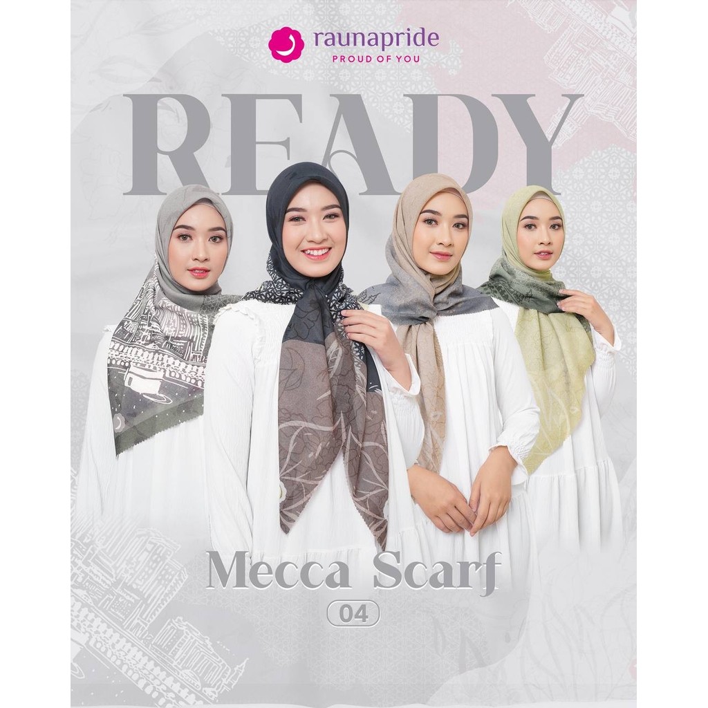 Jual Rauna Mecca Scarf Jilbab Segiempat 120x120 cm Motif Ka'bah Bahan ...