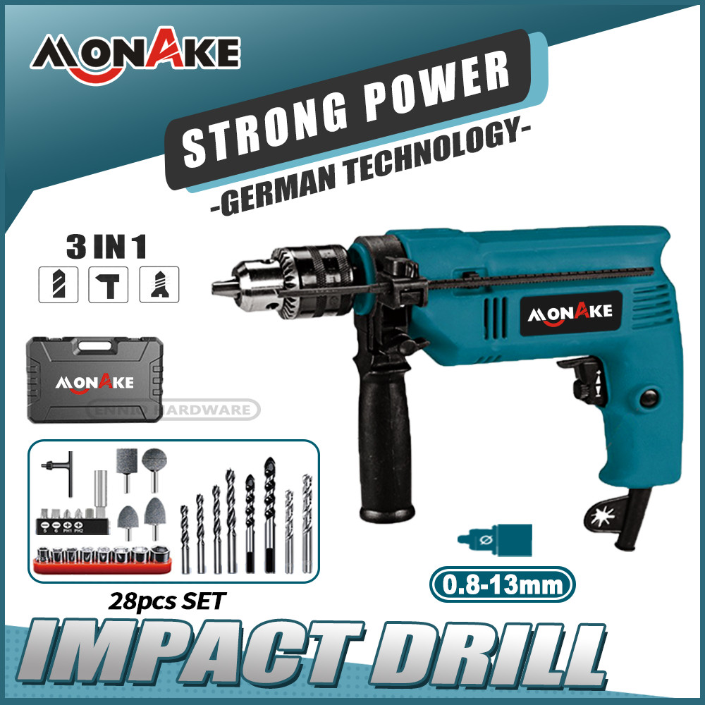 Jual MONAKE Mesin Bor 13mm Impact Drill Tangan Listrik Electric Drill ...
