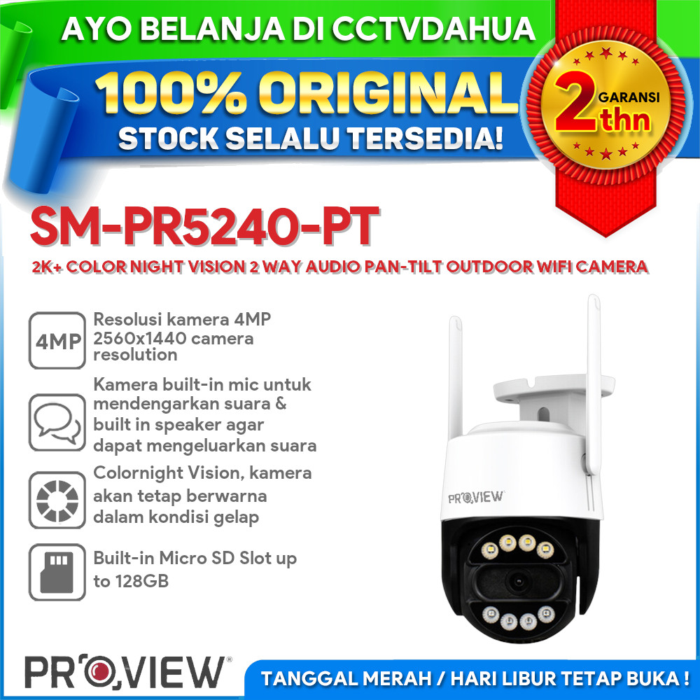 Jual PROVIEW SM-PR5240-PT 4MP 2K+ COLOR NIGHT VISION 2 WAY AUDIO PAN ...