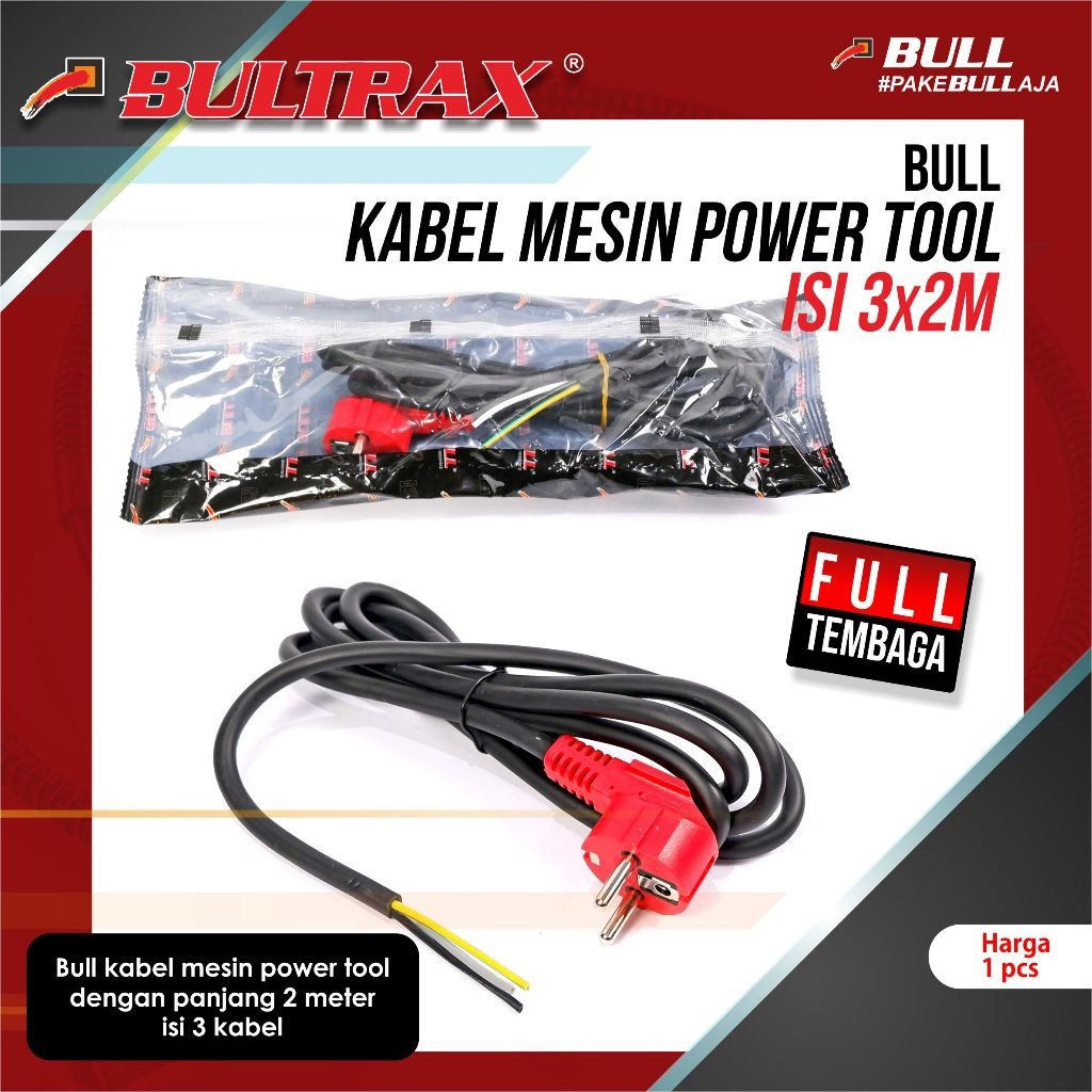 Jual BULL kabel 3x2 meter untuk mesin power tool isi full tembaga body ...