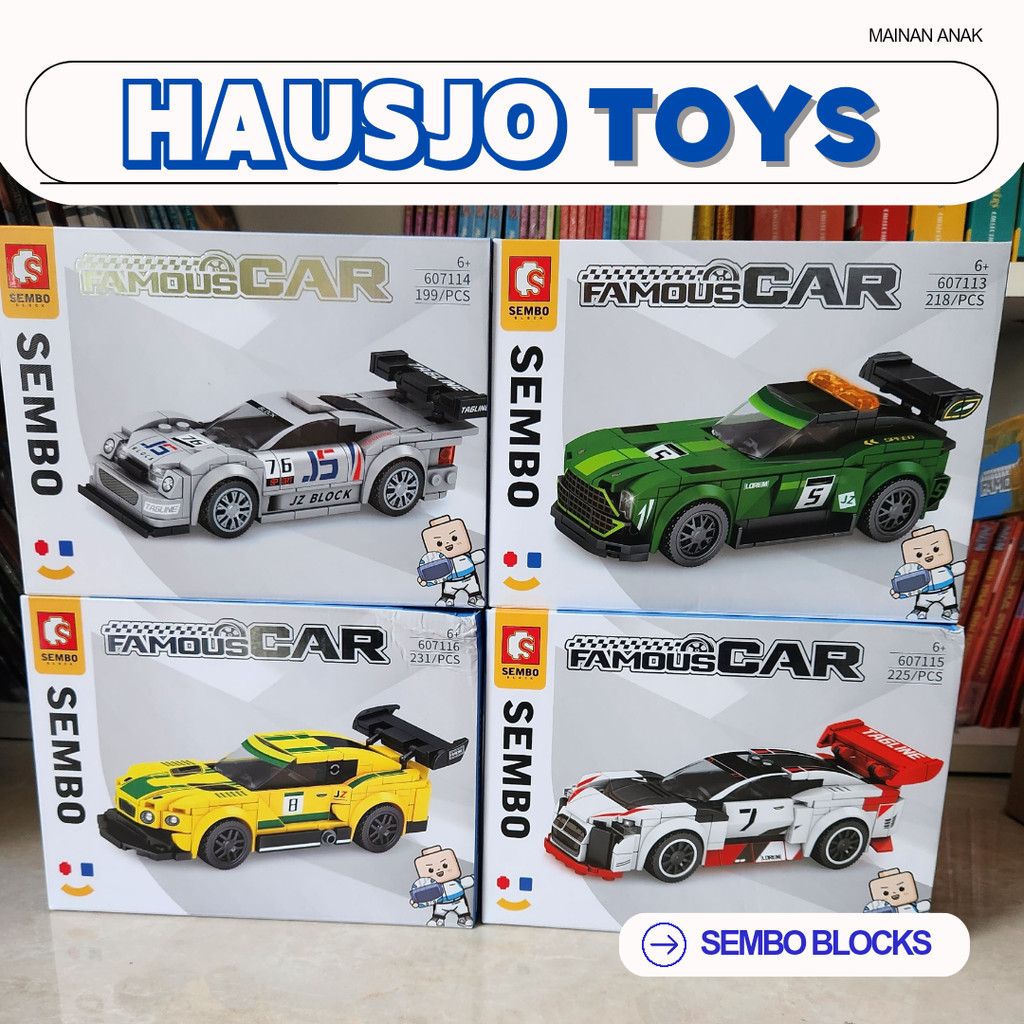 Jual Sembo Building Block Famous Car Collection (607113 - 607116 ...