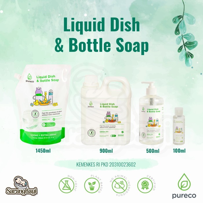 Jual Pureco Liquid Dish and Bottle Soap / Sabun Cuci Botol Bayi Non Toxic Plant Based Travel ...