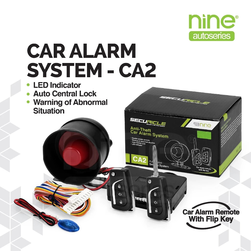 Jual ALARM LUMINOS CA2 9NINE ALARM MOBIL UNIVERSAL Model Remote Kunci ...