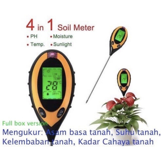 Jual PH Meter Tanah Digital 4 in 1 / Soil Analyzer (PH, Moisture, Light ...