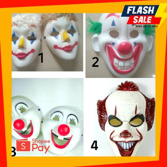 Jual HALOWEEN 10.10 | Topeng badut halloween pennywise badut joker ...