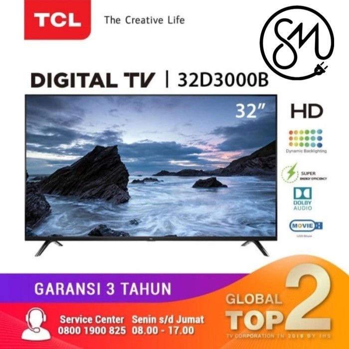 Jual LED TV TCL 32 inch 32D3000B 32D3000 Digital HD Ready | Shopee Indonesia