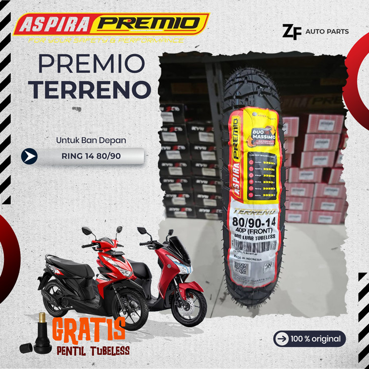 Jual SEPASANG / SATUAN BAN MOTOR MATIC ASPIRA PREMIO TERRENO Ring 14 80/90 90/90 MIO BEAT VARIO ...