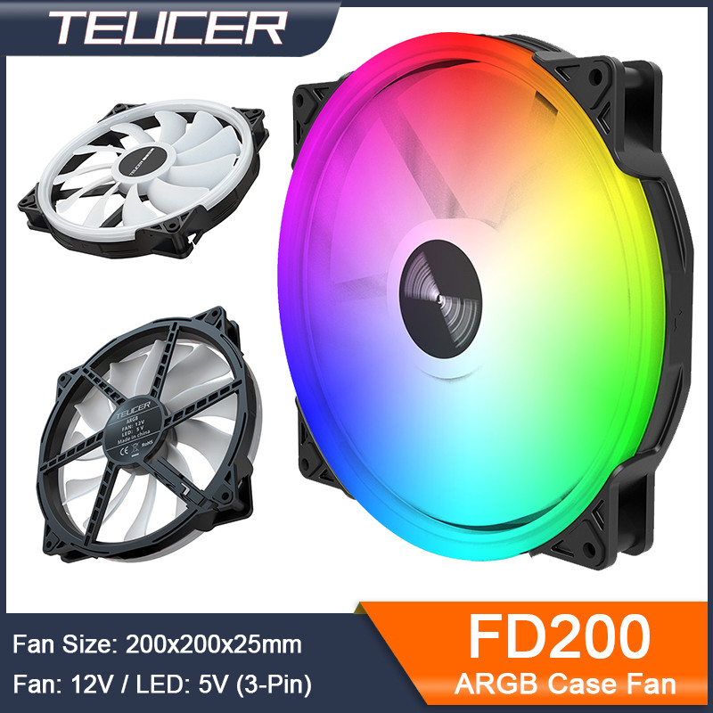 Jual TEUCER FD200 200mm ARGB Computer Case Fan 5V 3PIN LED Cooling Fans ...