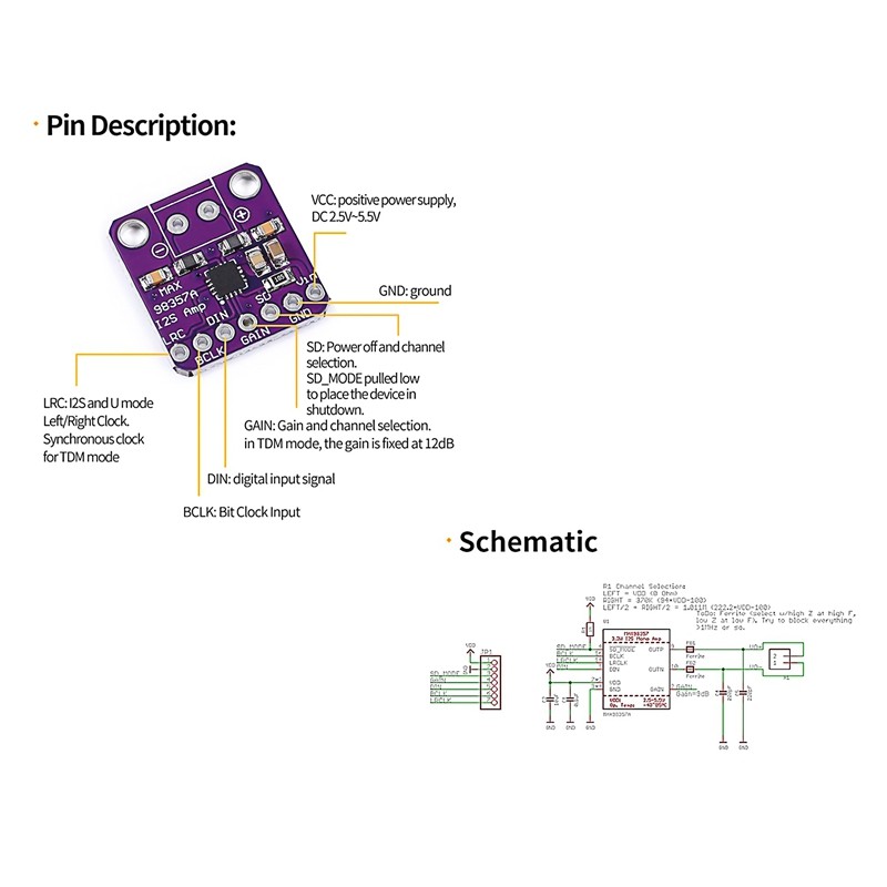 Jual Max98357 I2S 3W Class D Amplifier Breakout Interface Dac Decoder ...