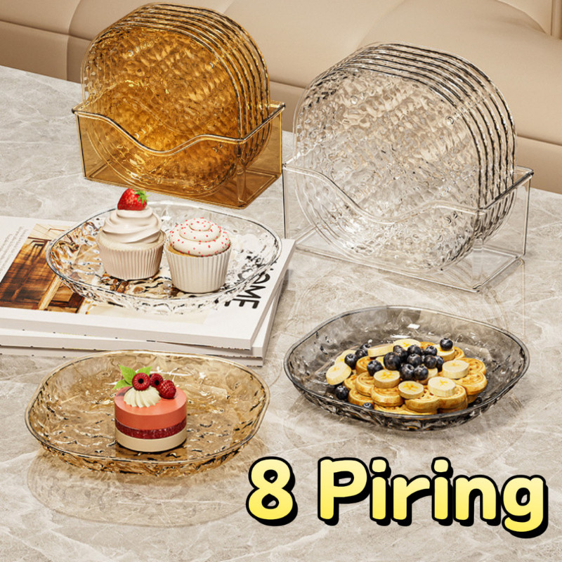 Jual 8 Piring + 1 Holder Piring Buah Meja Makan Dim Sum Piring / Rumah ...
