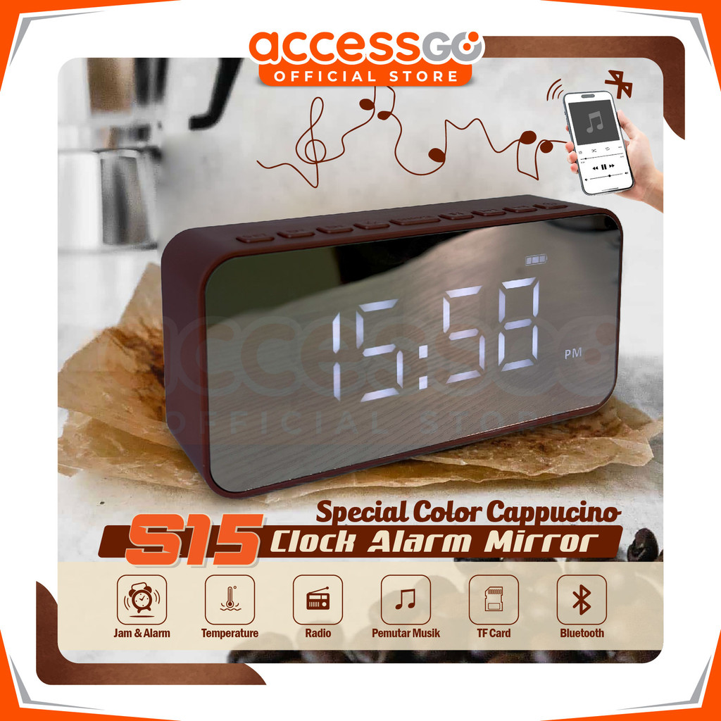 Jual Speaker Jam Bluetooth FM Radio Alarm Clock S15 SUARA JERNIH FULL ...