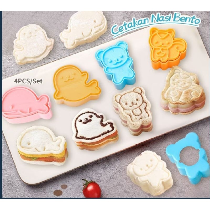 Jual Cetakan Roti Isi 4 Bentuk Hewan Lucu Cetakan Roti Bento Pembuat ...