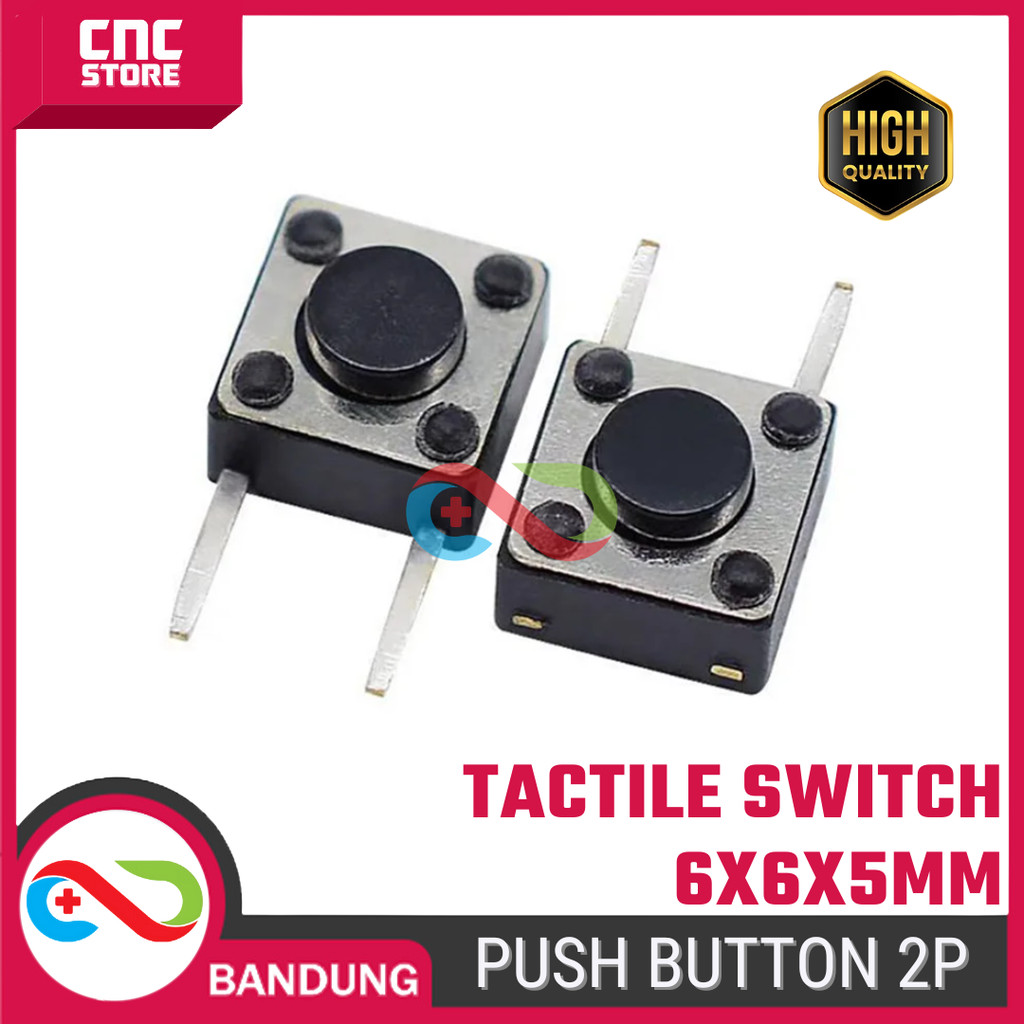 Jual Push Button Tactile Switch 6x6x5 mm – 2 Kaki (Side Pin) untuk PCB ...