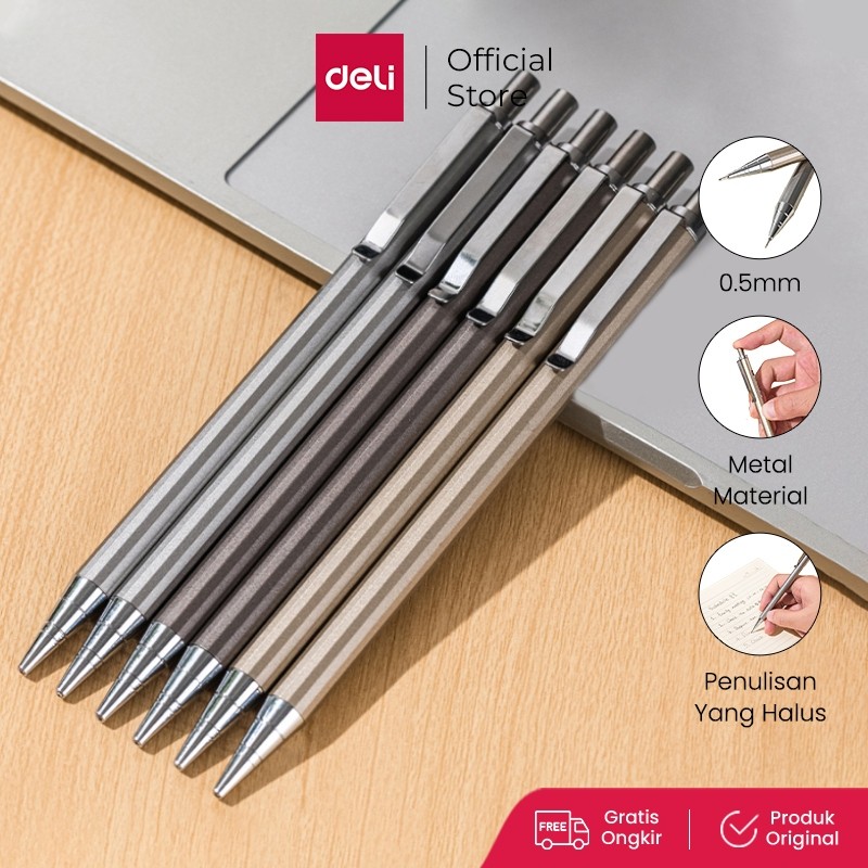 Jual Deli Metal Mechanical Pencil / Pensil Mekanik Besi 0.5mm Gratis ...