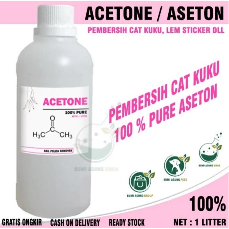 Jual Aseton / Acetone 1 Liter Penghilang noda cat kuku Aceton Thinner 1L | Shopee Indonesia