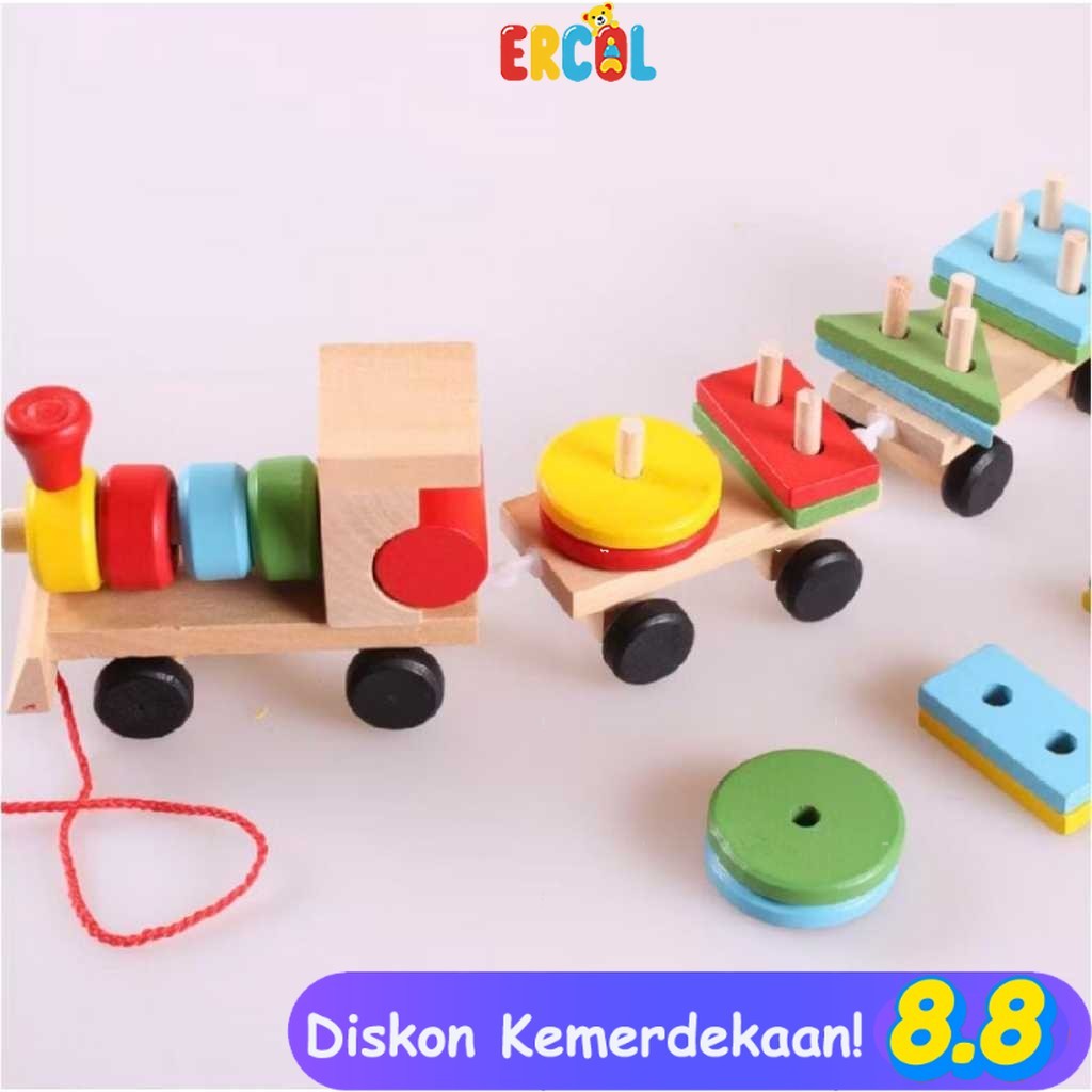 Jual MAINAN EDUKASI ANAK-ANAK PULL AND GO KERETA API GEOMETRI / MAINAN ...