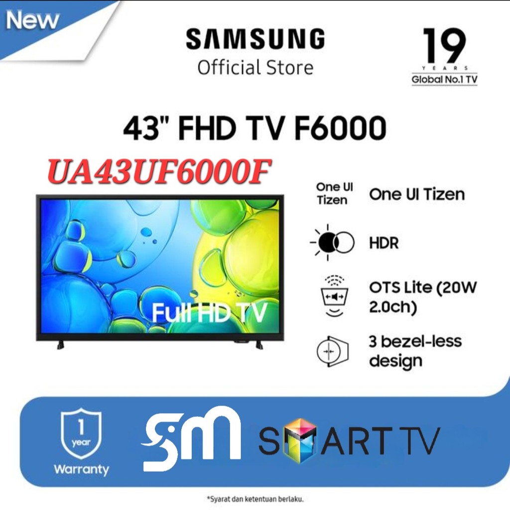 Jual LED TV Samsung 43 inch UA43F6000F Smart tv Full HD 43F6000 43F6000F | Shopee Indonesia