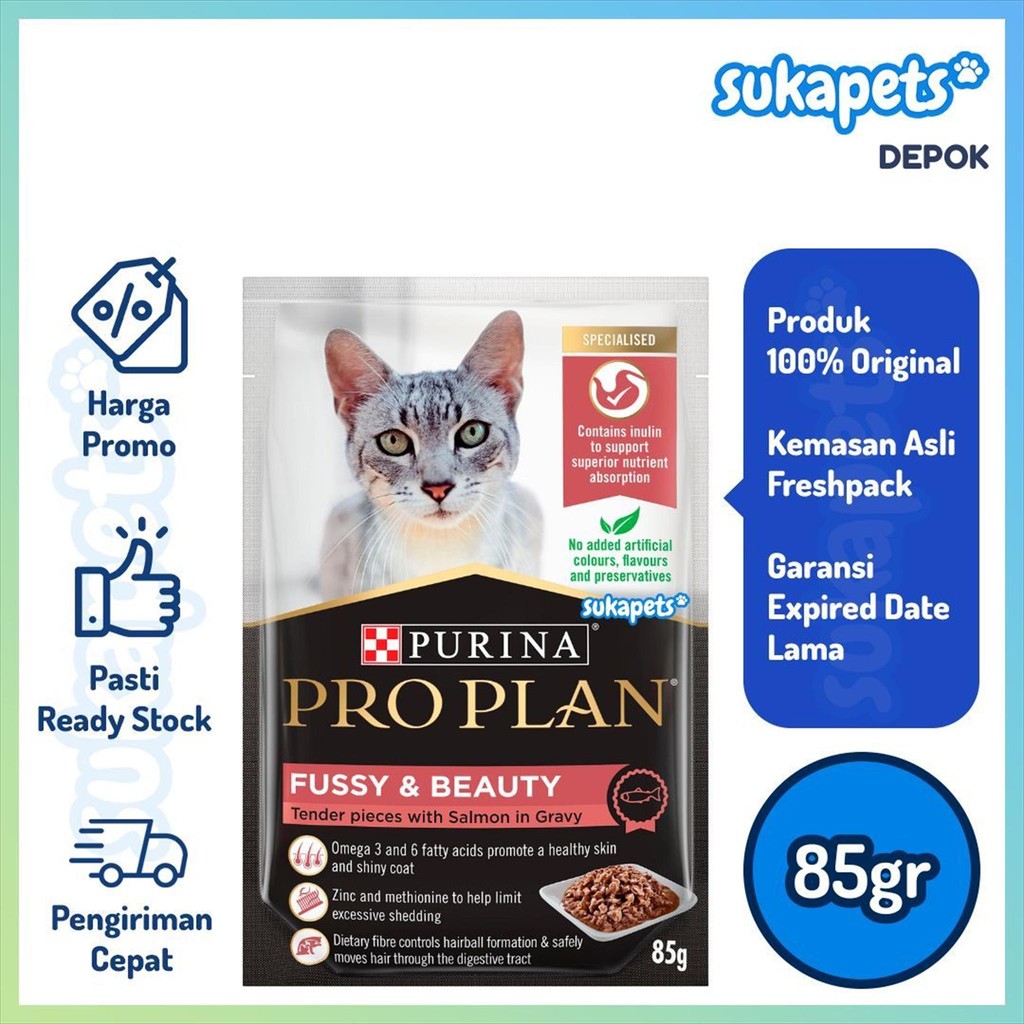 Jual Pro Plan Cat Adult Derma Plus Fussy Beauty Salmon Makanan Basah ...