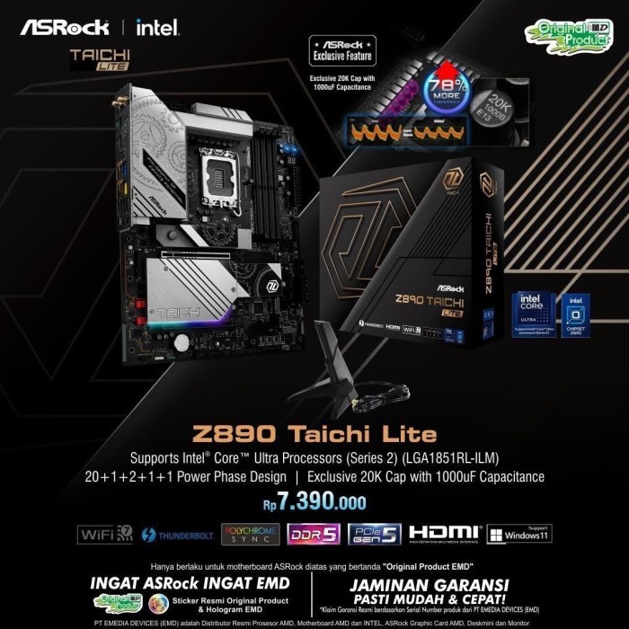 Jual ASROCK MOTHERBOARD Z890 TAICHI LITE (INTEL, LGA1851RL-ILM, Z890 ...
