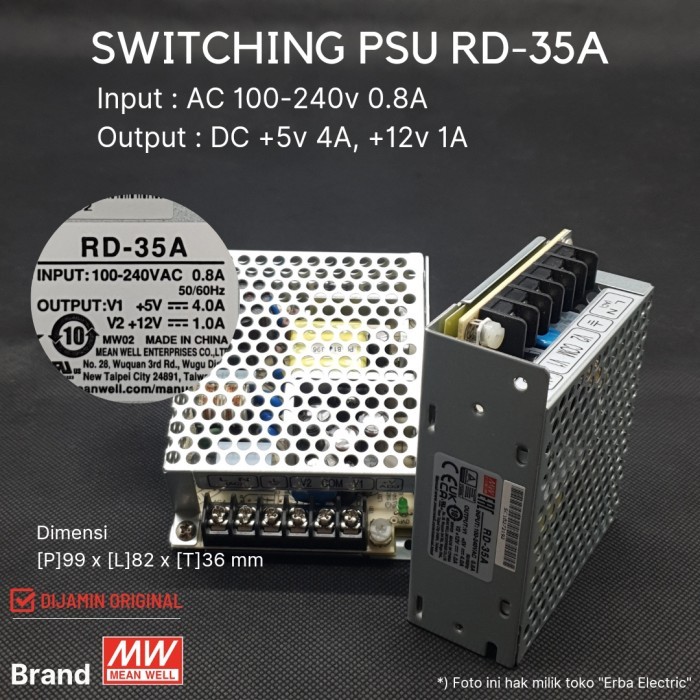 Jual TD99 Mean Well RD-35A SMPS DC 5v 12v Switching Power Supply SMPS ...