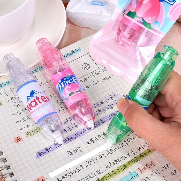 Jual [LOGU] Tipex Lucu kartun tekan model minuman Tip-ex kertas roll ...