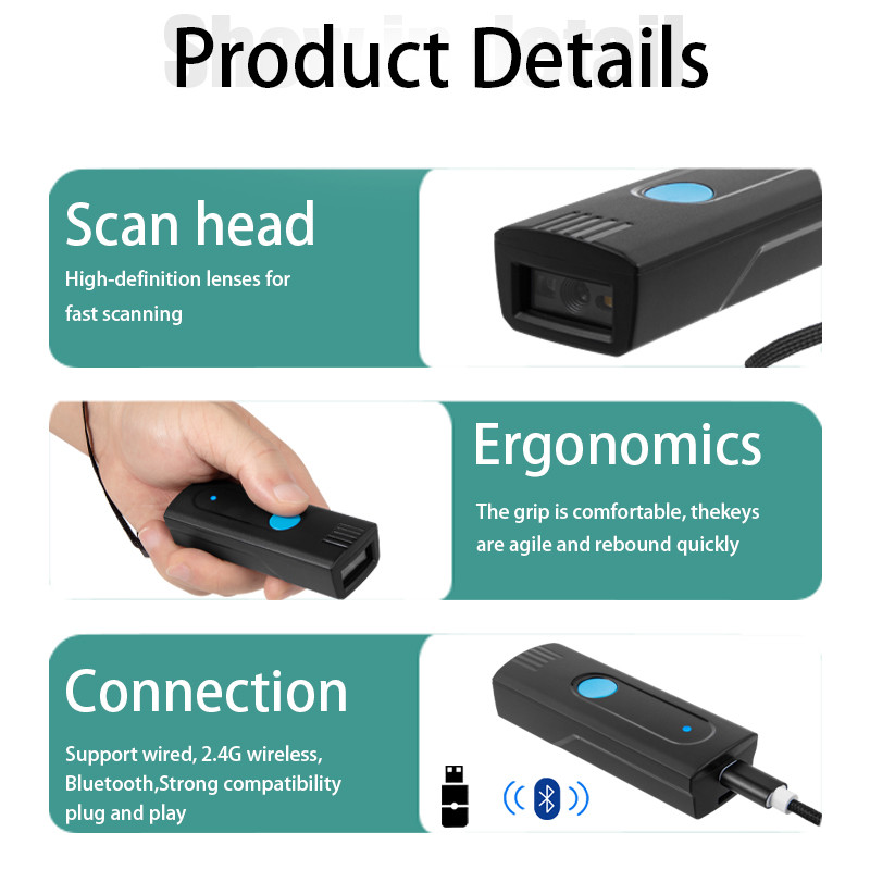 Jual Bluetooth Wireless Barcode High-speed Reader Small Pocket Scanner ...