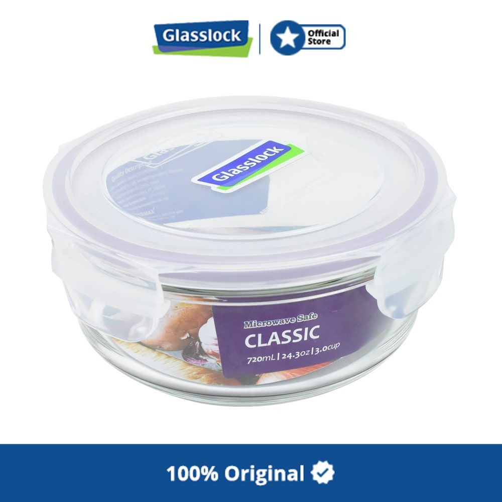 Jual Glasslock 720 ml Basic Wadah Makanan Round - Ungu Food Container ...