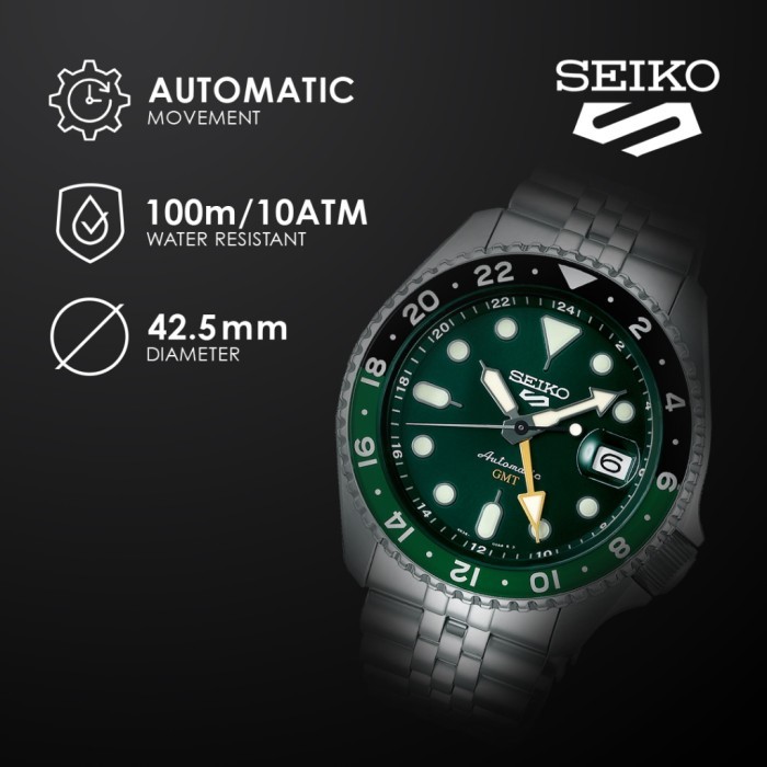 Jual New Seiko 5 Sports SSK035K1 SSK035 Automatic GMT Black & Green ...