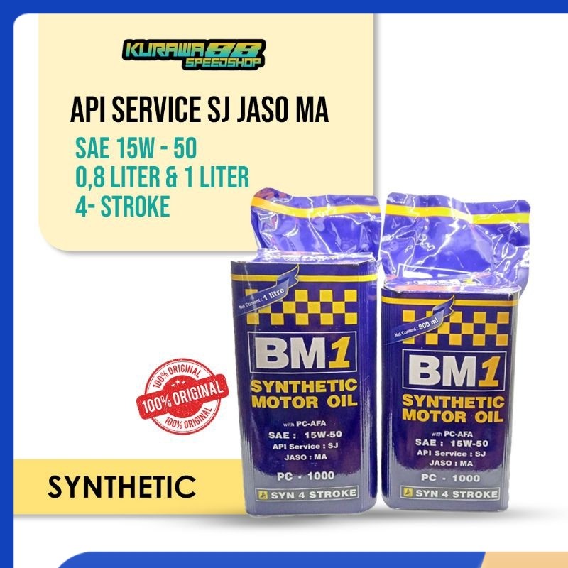 Jual Oli BM1 SYNTHETIC MOTOR OIL WITH PC-AFA PC-1000 0,8L & 1L SAE 15W-50 SJ JASO MA SYN 4 ...