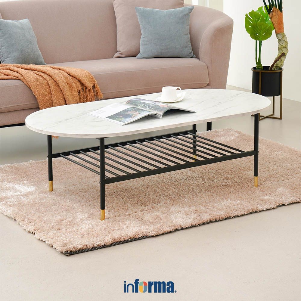 Jual Informa Jevon Meja Tamu Oval - Putih Coffee Table Meja Ruang Tamu ...