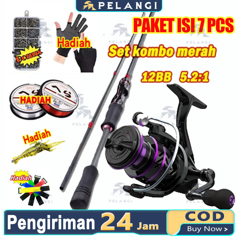 Jual Joran Pancing Set 1.8m 2.1m Carbon Fiber Spinning Fishing Rod 12 ...