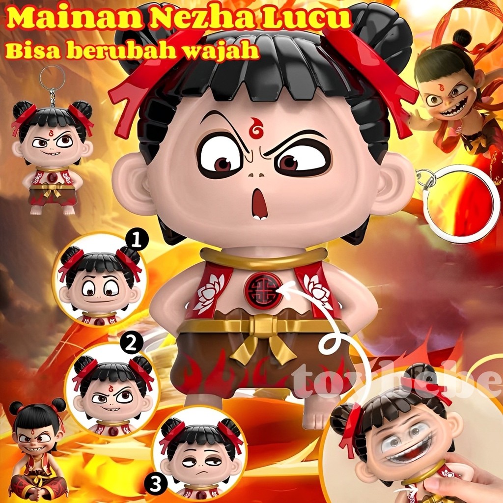 Jual [Ready ️]Mainan Nezha Lucu Gantungan Kunci Bisa Berubah Wajah Tiga ...