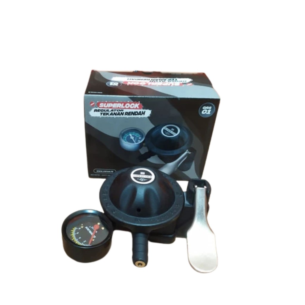 Jual CAKRA Gas Regulator Superlock GRS 02 Gascom Dengan Meteran Tekanan ...