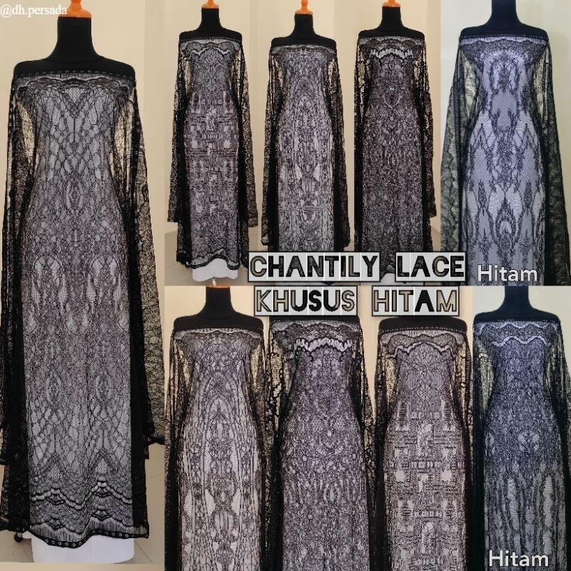 Jual Kain Brokat Panel Chantily Warna Hitam | Shopee Indonesia