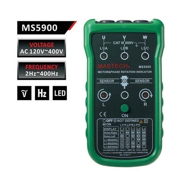 Jual MS5900 Mastech Three Phase Motor Rotation Indicator Listrik 3 ...