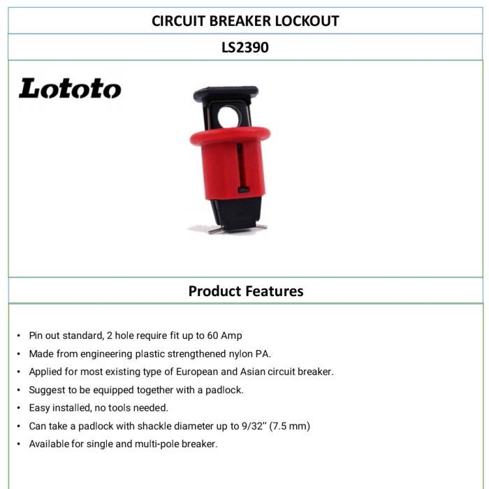 Jual LOTOTO LS2390 Safety Loto Miniature Circuit Breaker Lockout ...