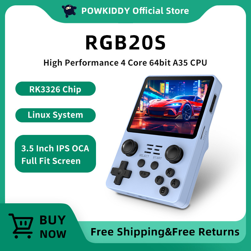 Jual POWKIDDY New RGB20S Handheld Game Console Retro Open Source System RK3326 3.5-Inch 4:3 IPS ...