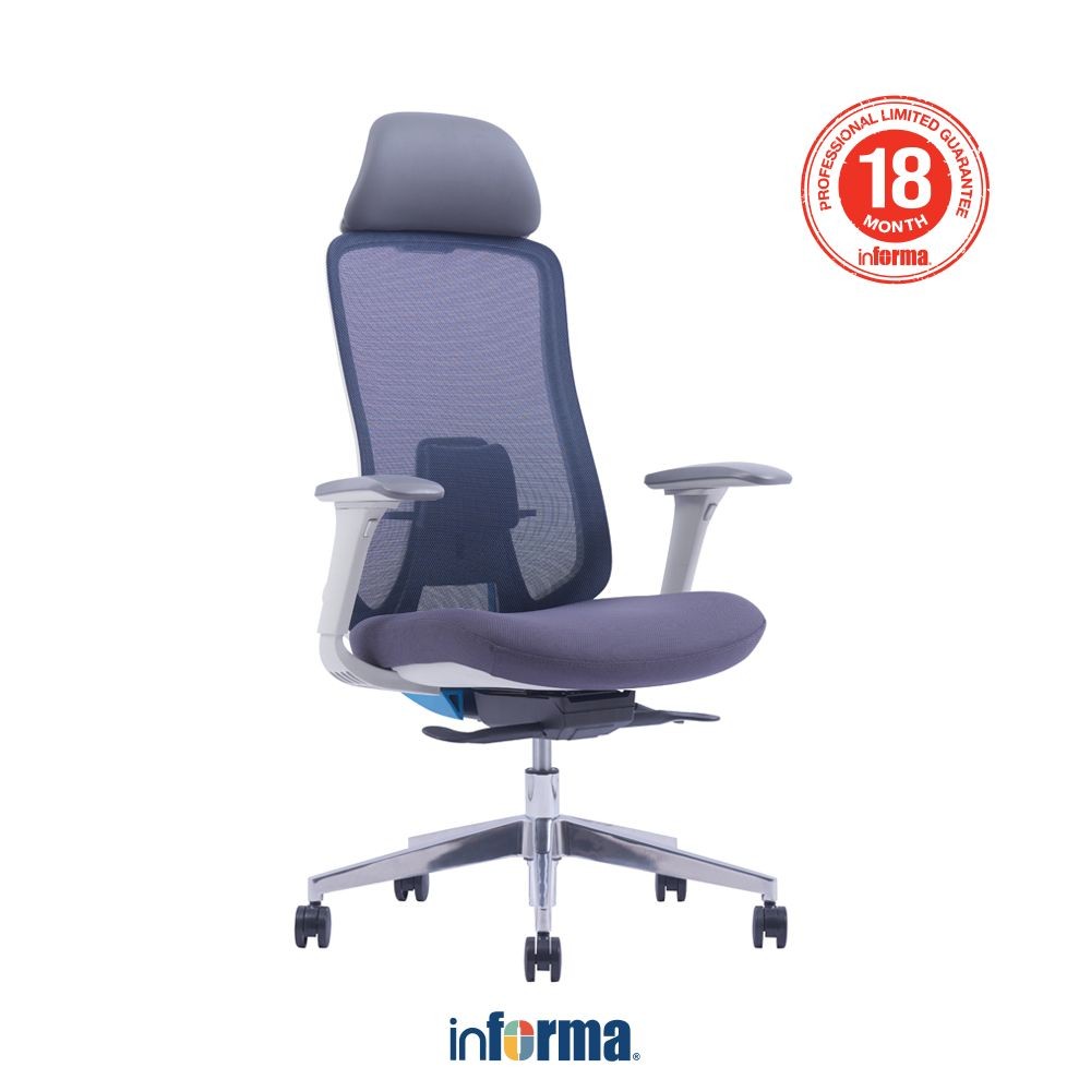 Jual Informa Sieben Stevenn Kursi Kantor Sandaran Tinggi - Putih/Biru ...