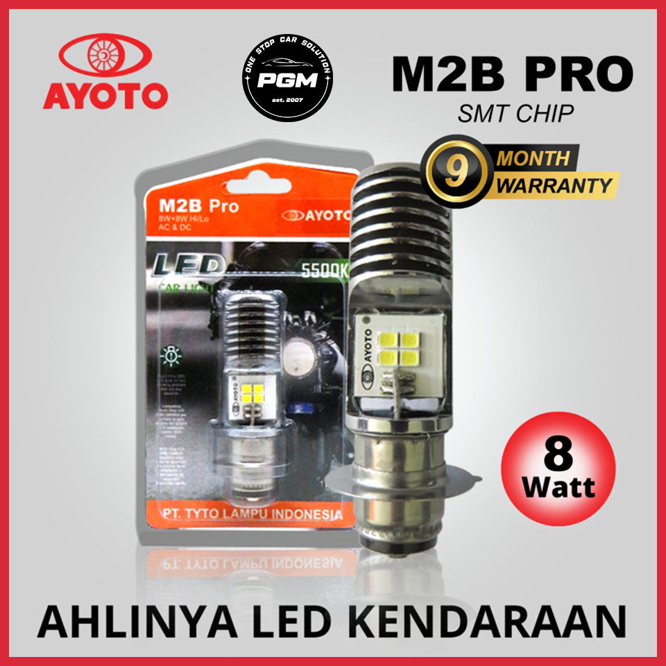 Jual Lampu LED Utama Motor AYOTO M2B Pro H6 Hi-Lo 8W+8W AC DC PNP 8 Watt Original | Shopee Indonesia