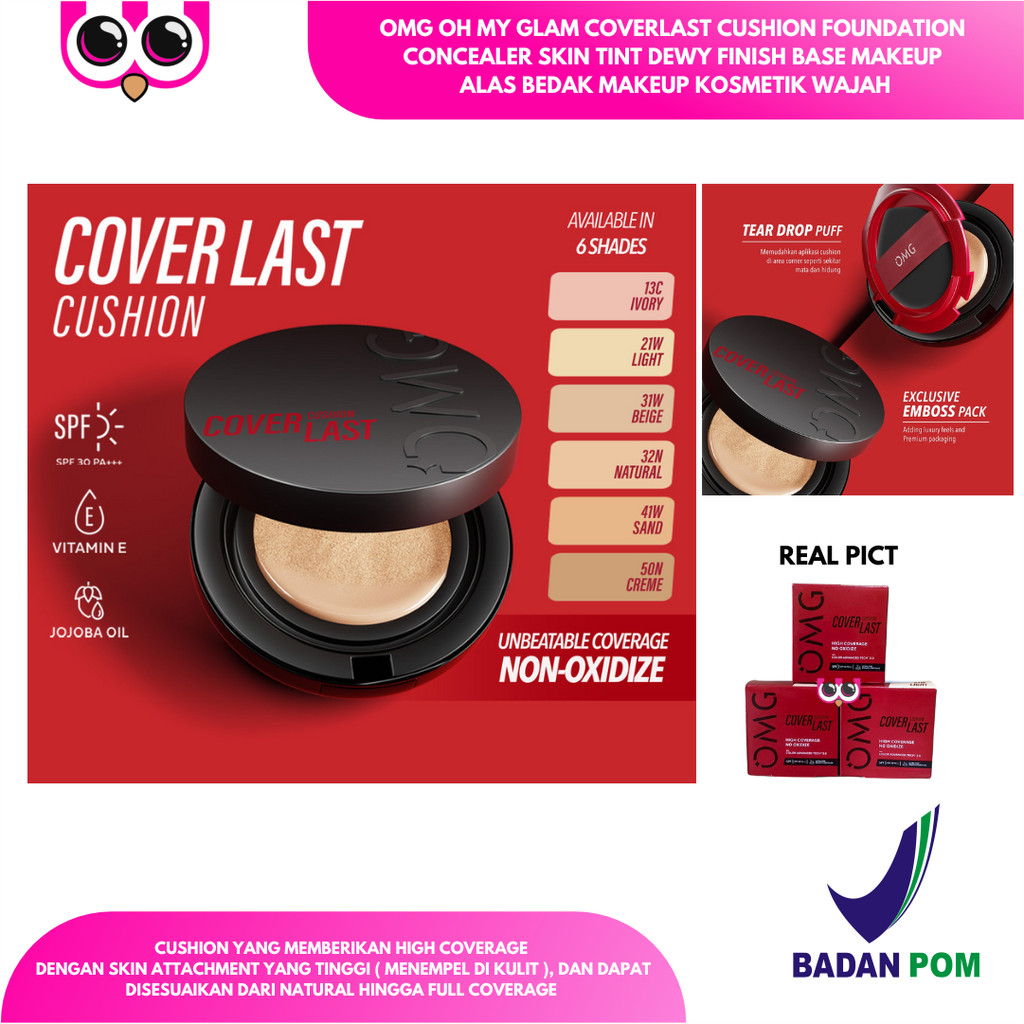 Jual OMG OH MY GLAM COVERLAST CUSHION FOUNDATION CONCEALER SKIN TINT ...