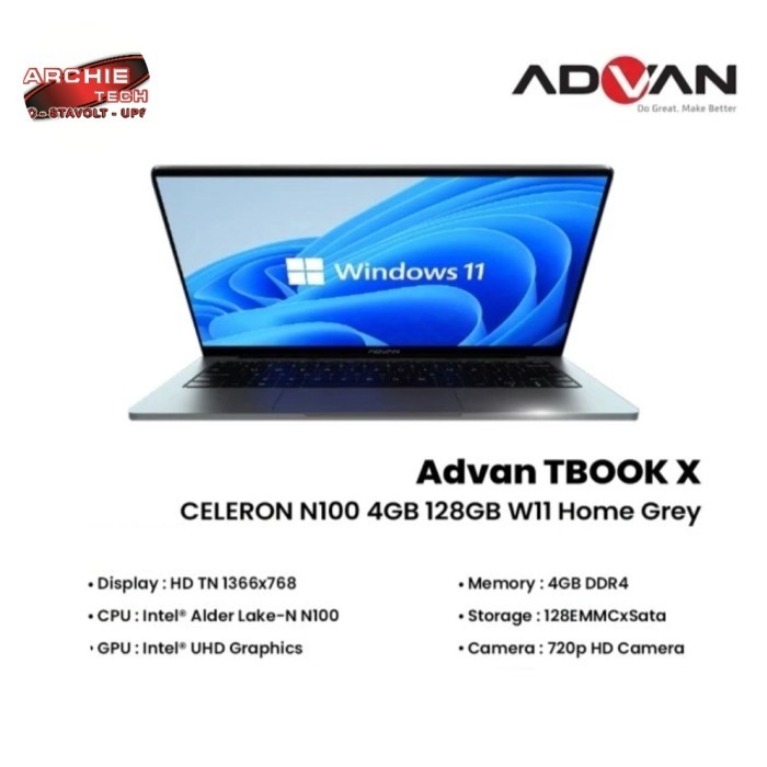 Jual Advan TBOOK X CELERON N100 4GB 128GB W11 Home Grey Notebook ...